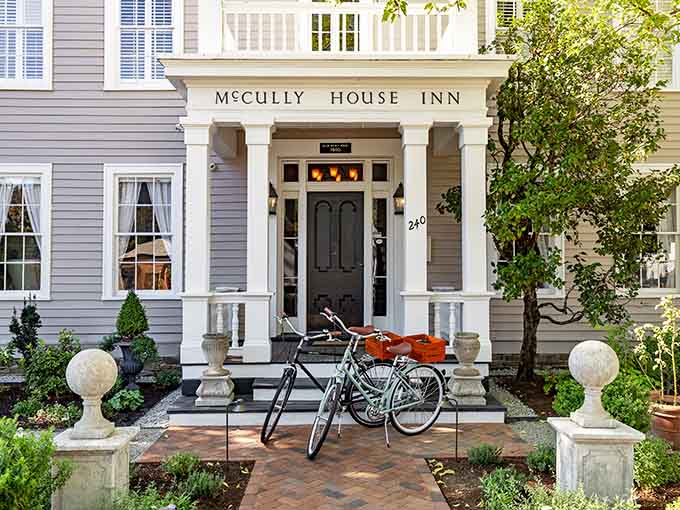 The McCully House Inn's grand entrance suggests that checking in here means stepping into a more gracious era of hospitality.