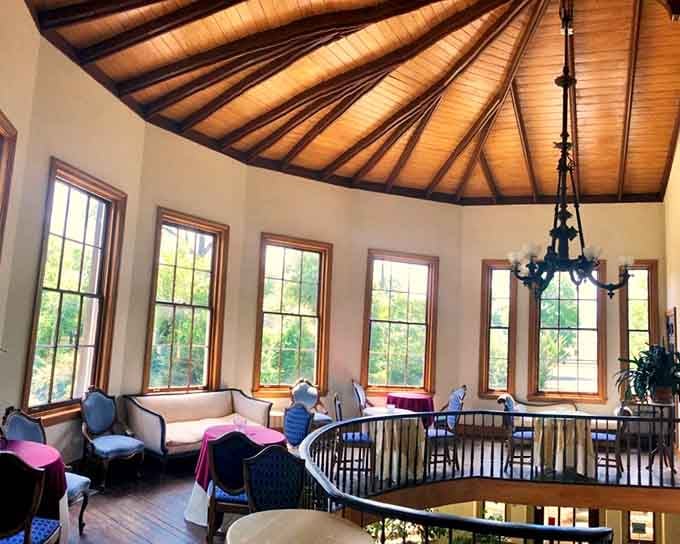 The conservatory's octagonal design and natural light make it the perfect spot for contemplation or ghost watching.