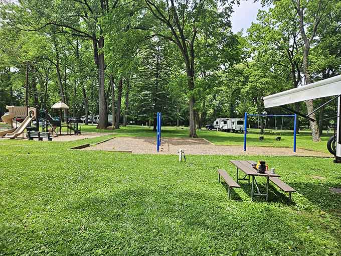 Finally, a playground where kids can actually be kids while parents enjoy scenery that doesn't involve plastic.
