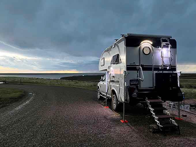 RV camping under stars this bright makes you question why you ever stayed in hotels with terrible art.