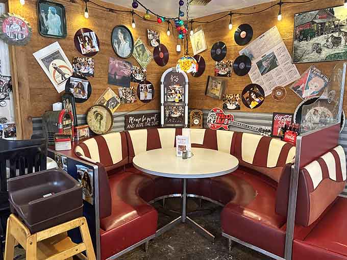 Vinyl records and vintage photos turn every booth into a time machine back to when diners ruled America.
