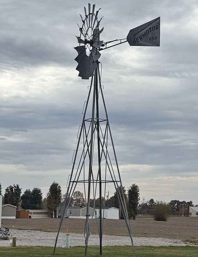 The windmill adds that perfect touch of rural charm to an already wonderfully surreal roadside scene here.