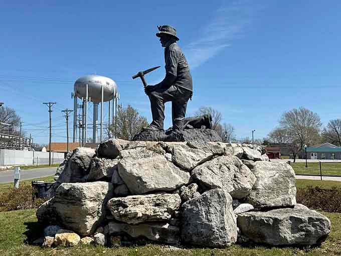 Webb City's mining heritage stands tall in bronze. This town knows exactly where it came from.