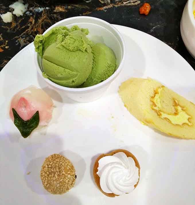 Green tea ice cream, mochi, and tiny desserts arranged like edible art &ndash; save room or regret it forever.