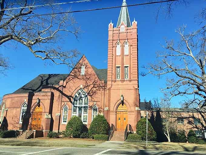 Laurinburg Presbyterian Church's architecture reminds you when buildings were built to last centuries, not just decades.