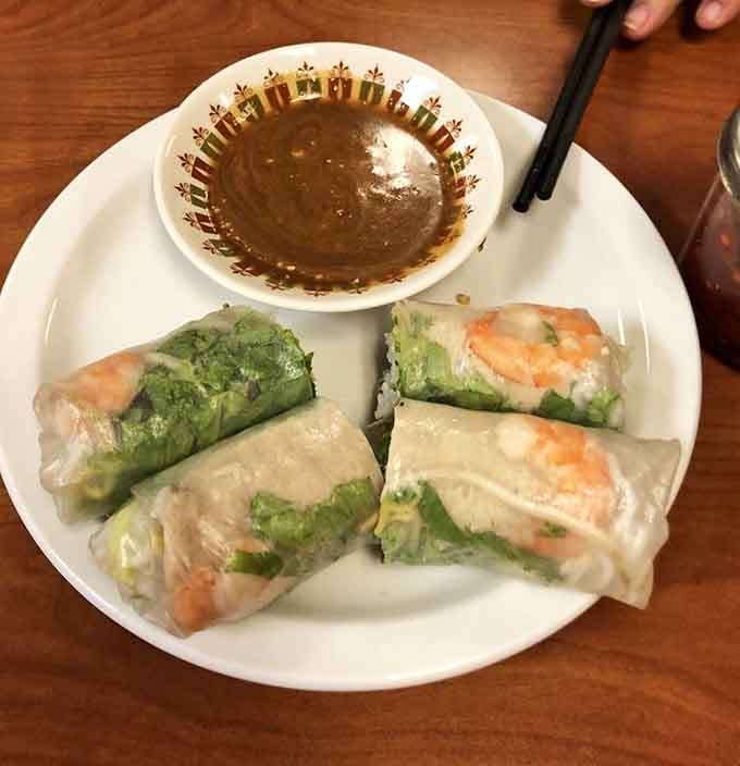 Fresh spring rolls with peanut sauce prove that healthy food doesn't have to taste like cardboard and regret.