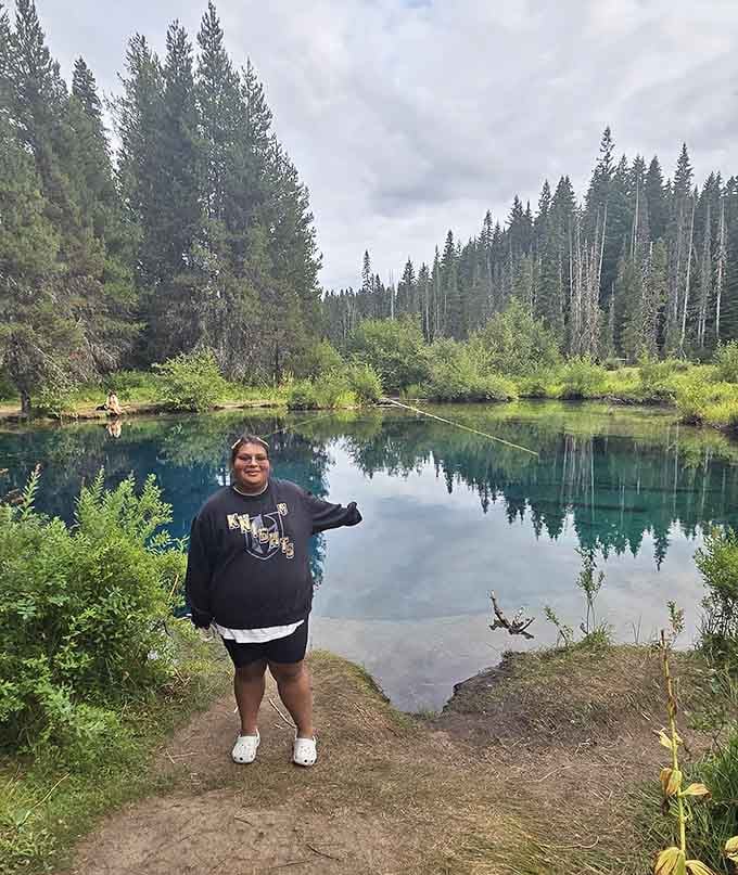 That smile says it all: discovering a natural wonder this beautiful makes for the perfect Oregon adventure day.
