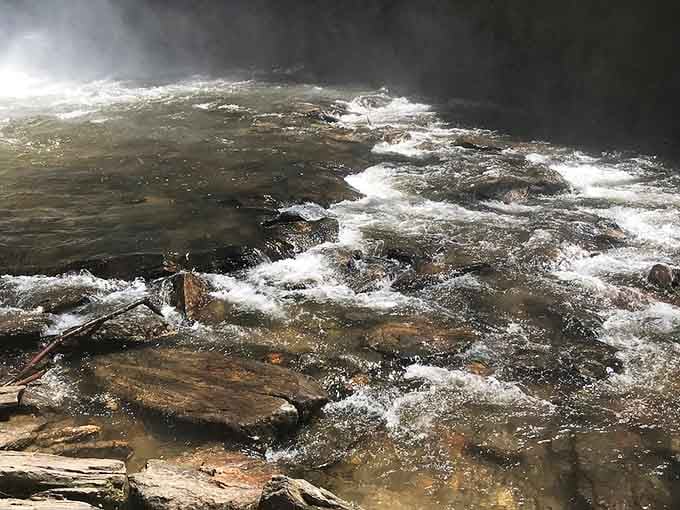 Rapids dancing downstream from the main event, because even the supporting cast deserves some attention here.
