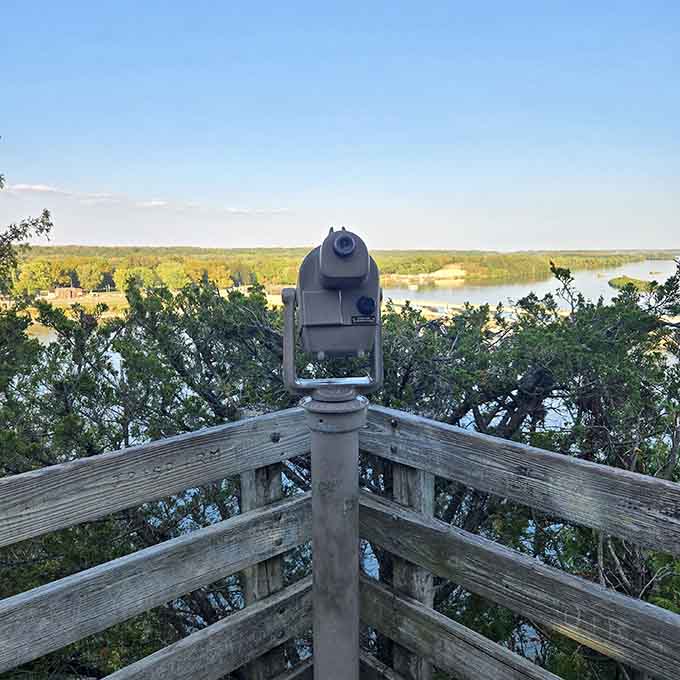 That vintage telescope lets you spy on distant shores without being creepy about it, which is refreshing.