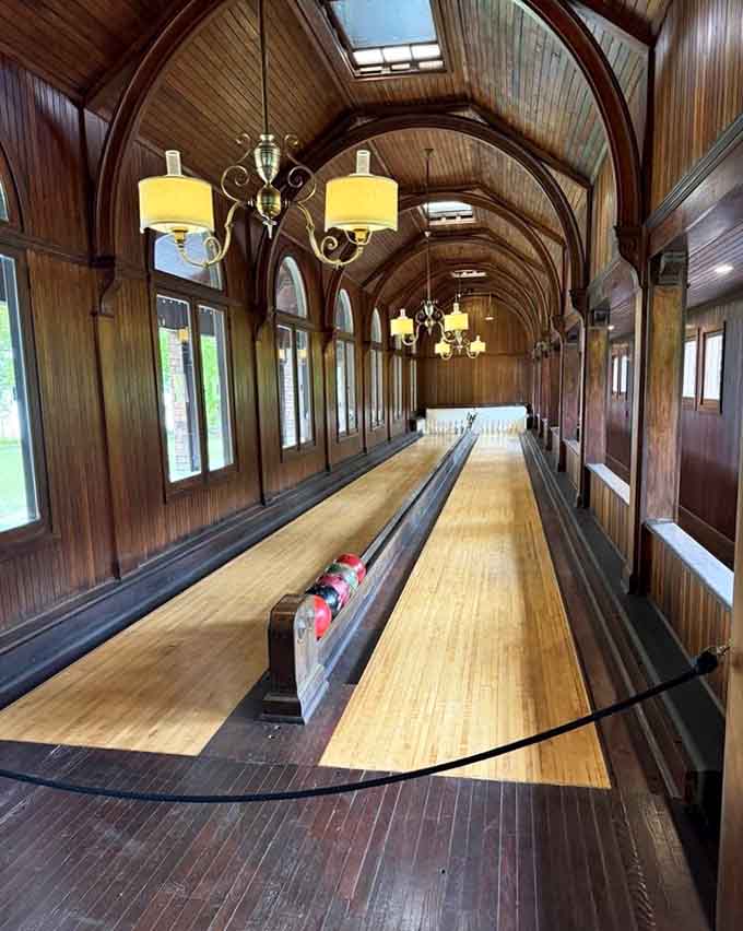 Yes, that's an actual bowling alley inside the mansion, because walking to a bowling alley was apparently too pedestrian.