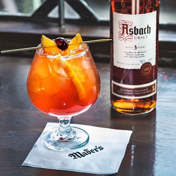 An Old Fashioned garnished with enough fruit to count as a serving of vegetables, Wisconsin style.