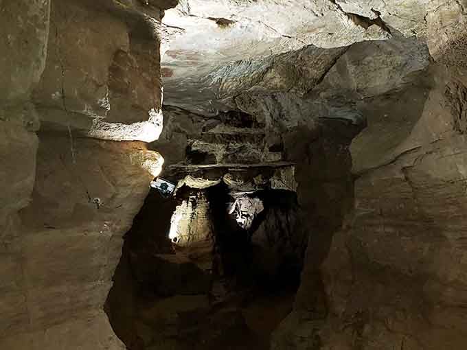 Inside the caves, limestone formations create chambers that have been thousands of years in the making.