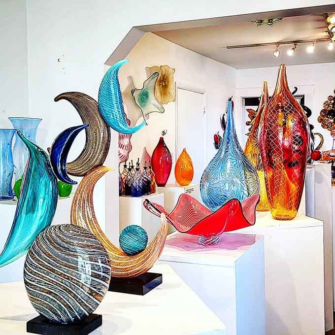 The gallery showcases everything from whimsical creatures to elegant vessels, each piece uniquely handcrafted with remarkable precision.