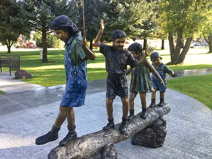 This bronze sculpture captures the pure joy of childhood adventures, reminding us what really matters in life.
