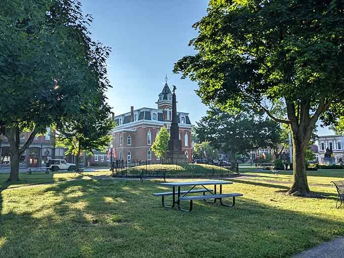 The Village Green with its stately town hall backdrop creates a scene so classically American, Norman Rockwell would've set up his easel.