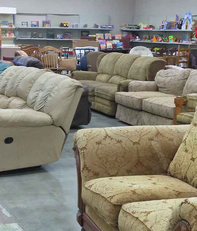 A furniture section offering more seating options than most people have dinner guests, all at prices that won't hurt.