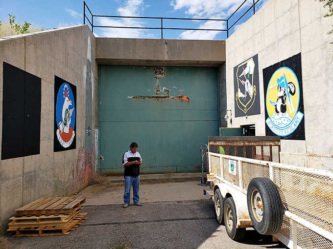 The massive silo door once concealed an Atlas missile capable of traveling 6,000 miles in minutes.