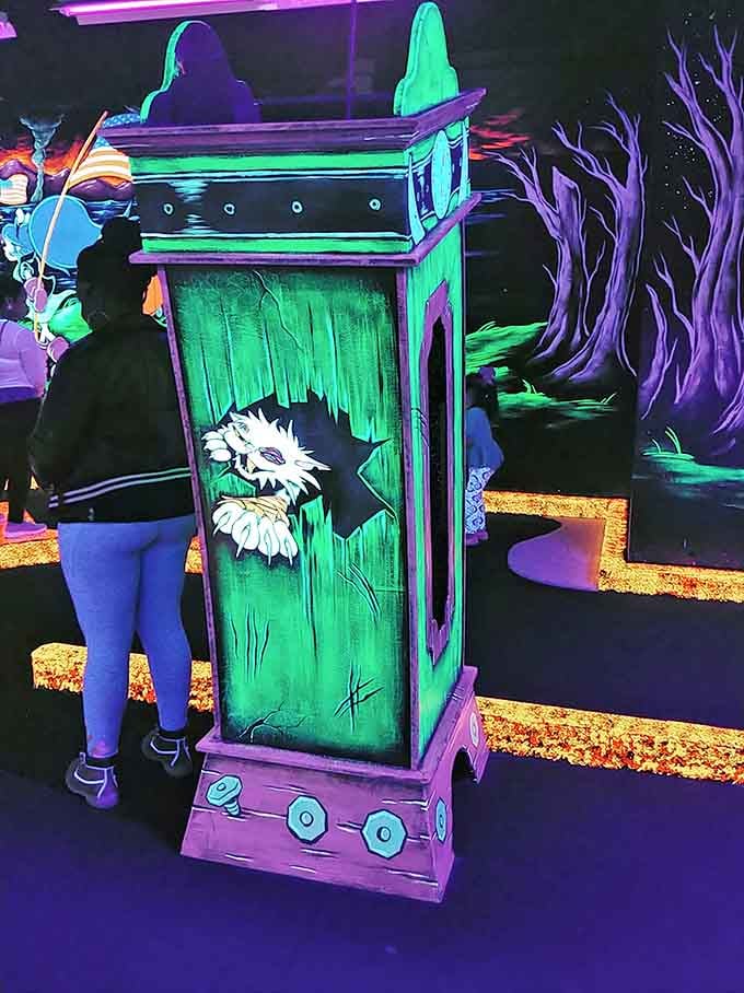 Even the furniture gets spooky here, with that snarling wardrobe looking like it escaped from a Grimm fairy tale.