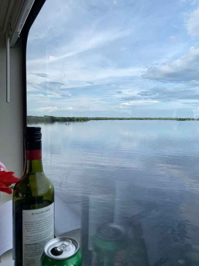 The scenic Florida waterways rolling past your window provide a peaceful contrast to the dramatic mystery unfolding inside the train.