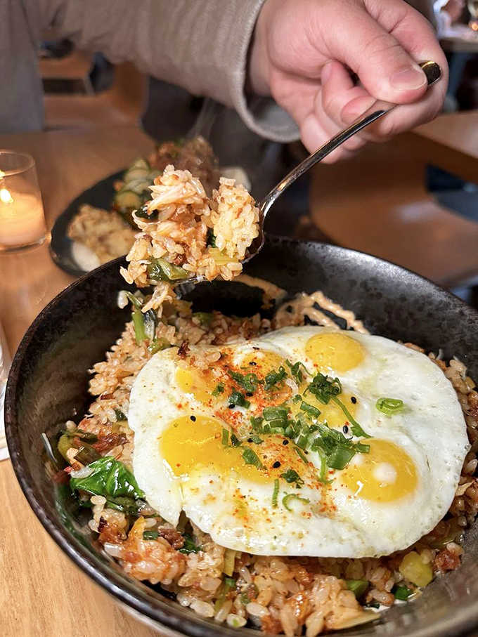 Fried rice crowned with sunny-side-up eggs because sometimes breakfast-for-dinner vibes are exactly what Japanese cuisine needs.