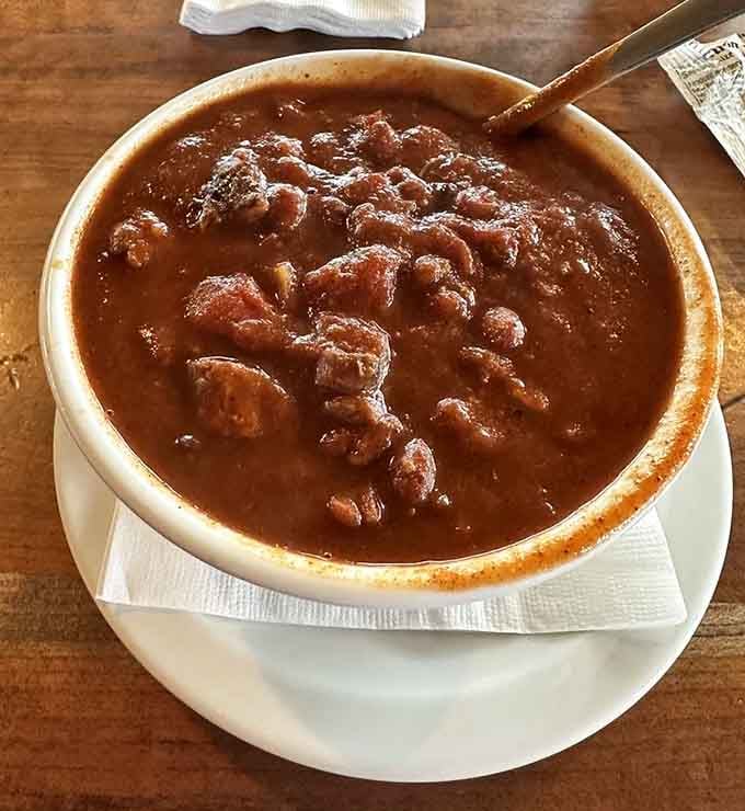 Brisket chili so hearty it could double as a meal and a warm hug in a bowl simultaneously.