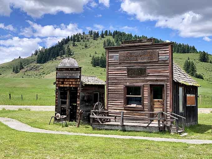 This weathered building at Old Molson stands as a testament to frontier grit, looking exactly like every Western movie set ever.