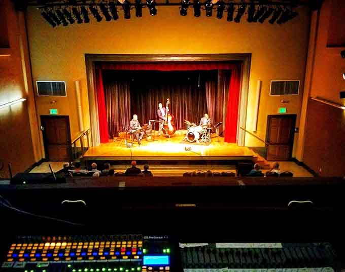 Live performances happen in this intimate theater where every seat feels like the best seat in the house.