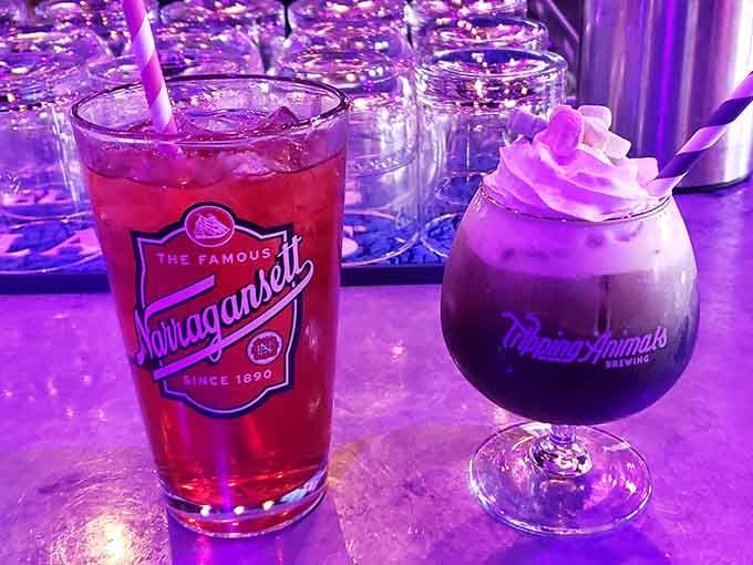 Narragansett beer and creative cocktails, because gaming on an empty glass is like pinball without flippers: pointless and sad.