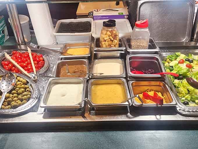 A salad bar with actual variety lets you pretend you're being virtuous for approximately ninety seconds.