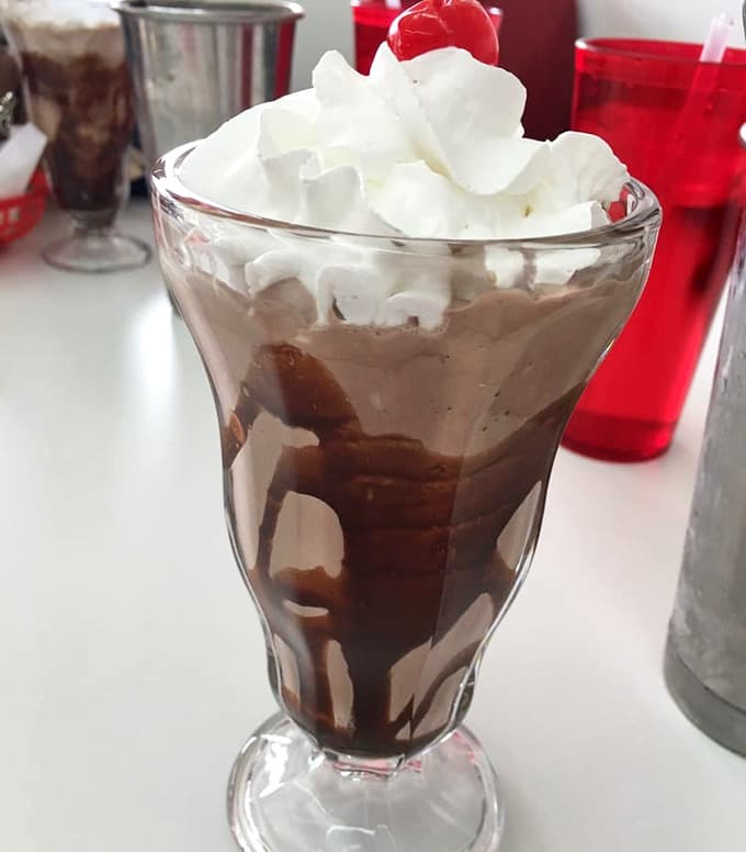 This chocolate shake is thick enough to stand a spoon in, just like your grandmother always said they should be.