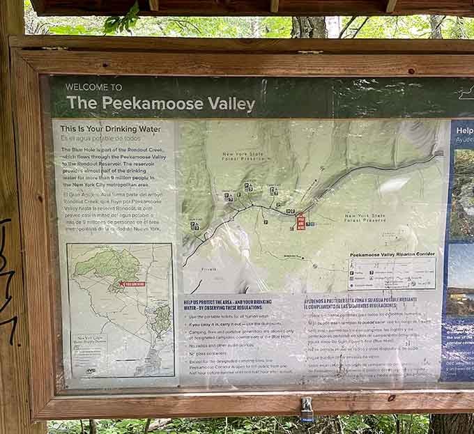 This informational board explains why protecting your drinking water source matters more than getting the perfect selfie.