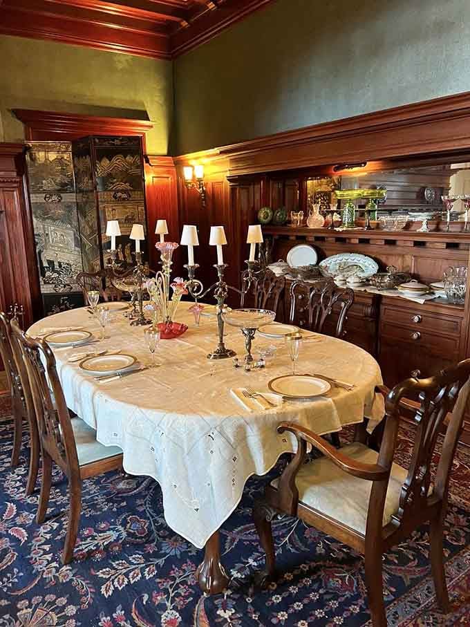 Formal dining where the china is fancier than most people's wedding registries and the ambiance is absolutely haunting.
