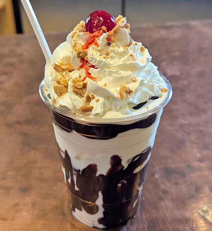This sundae has more layers than a good mystery novel and tastes infinitely better than any plot twist.