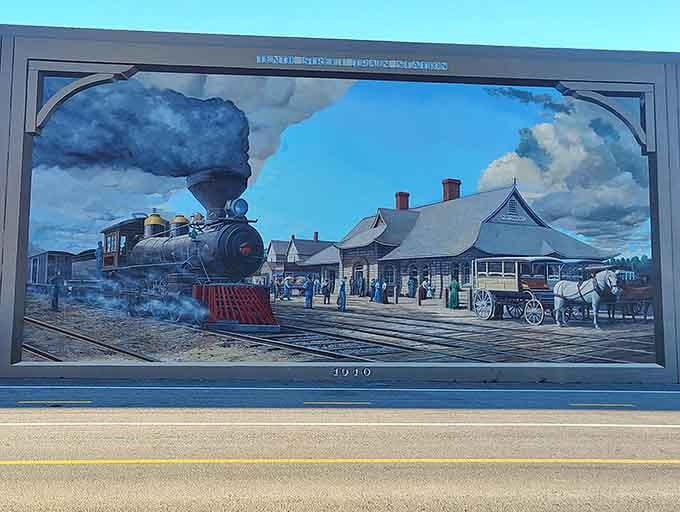Steam billows from the locomotive like it's still got somewhere important to be, passengers and all.