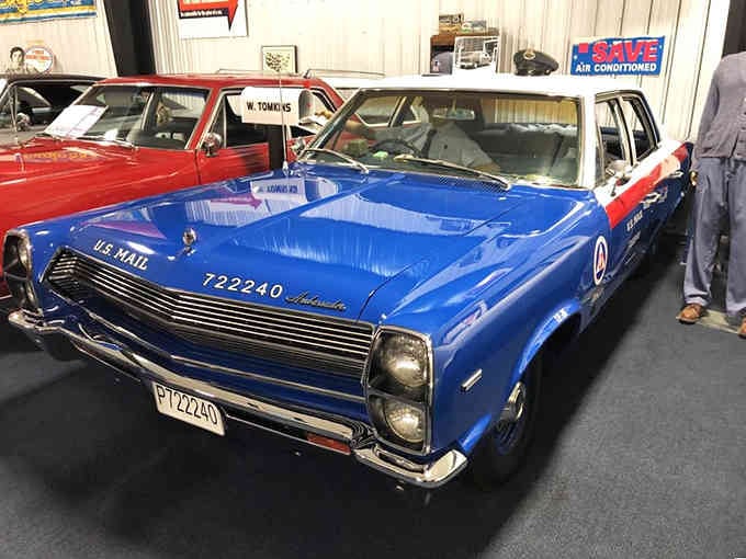 That blue Ambassador wagon served mail duty, proving even postal vehicles deserved style back in the day.