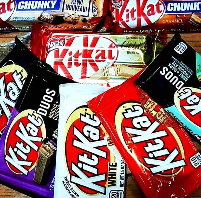 KitKat bars in flavors you never knew existed, proving chocolate innovation knows no international boundaries.