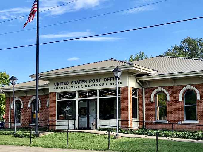 Even the post office looks charming here, making stamp-buying feel almost like a pleasant social outing.
