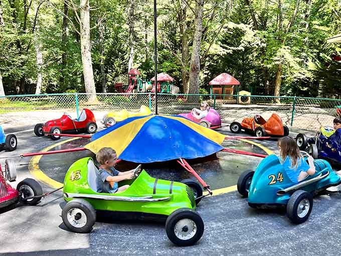 Bumper cars at Santa's Land turn holiday cheer into friendly competition among pint-sized drivers.