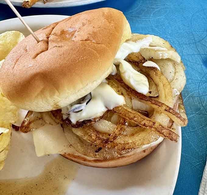 Grilled bologna and onions on a bun, the sandwich that doesn't apologize for being exactly what it is.