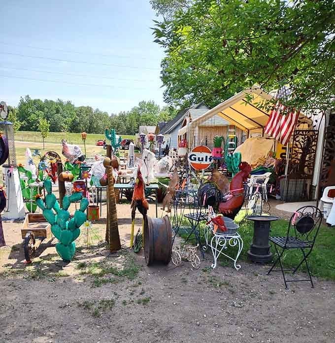Metal yard art transforms ordinary gardens into whimsical outdoor galleries that neighbors will definitely notice and discuss.