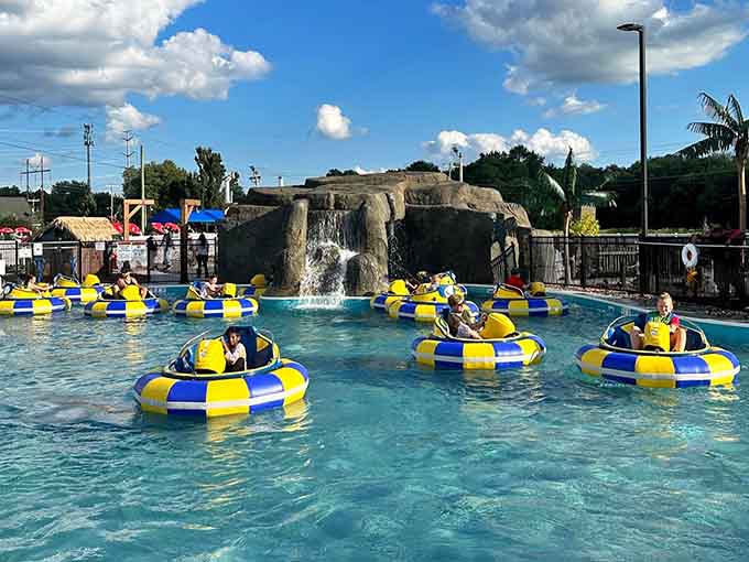 Bumper boats combine the joy of splashing with the thrill of gentle aquatic combat, like a polite naval battle.