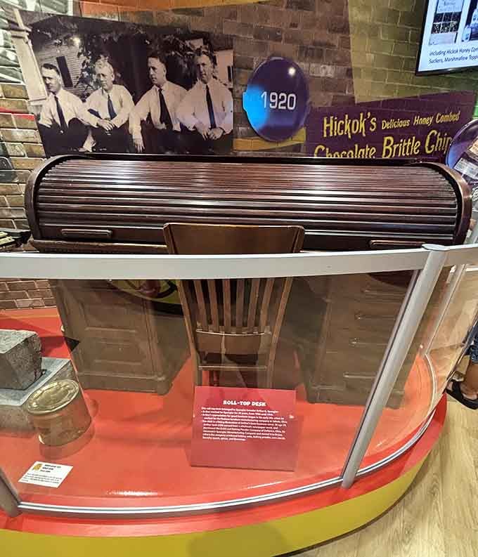 Antique furniture that witnessed decades of candy business decisions, probably including some questionable flavor experiments gone wrong.