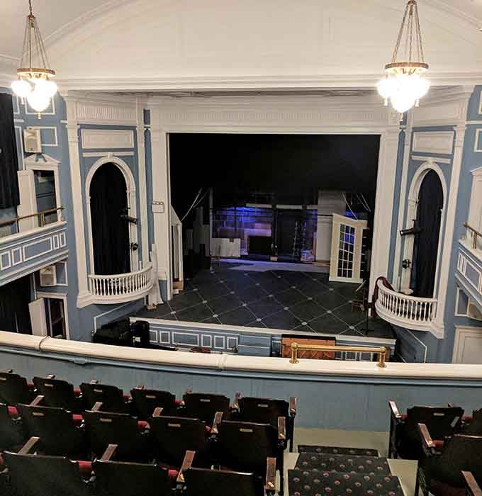 Spring Lake Theatre's interior looks ready for a performance that your grandparents would have dressed up for.