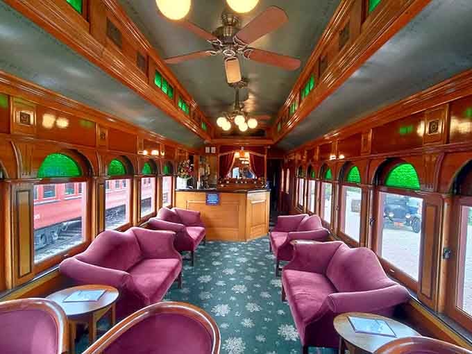 Plush seating in the observation car lets you travel like a railroad magnate without the questionable business practices.