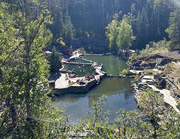 From above, the terraced pools look like nature's own water park, designed millennia before anyone invented the lazy river.