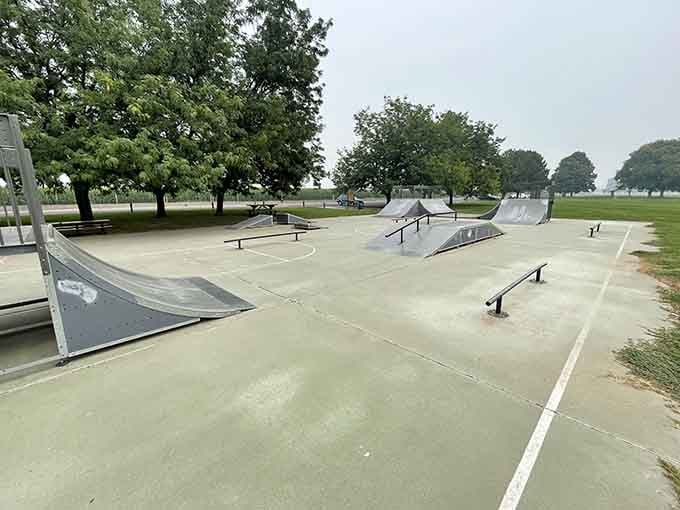 Sunnyview Skate Park's ramps and rails create a concrete playground where gravity becomes optional and scraped knees are badges of honor.
