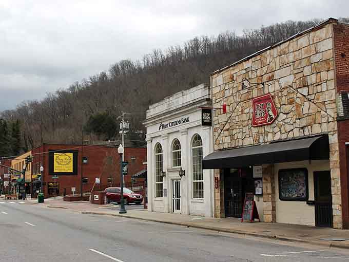 Stone and brick architecture giving Main Street the kind of solid, timeless look that never goes out of style.