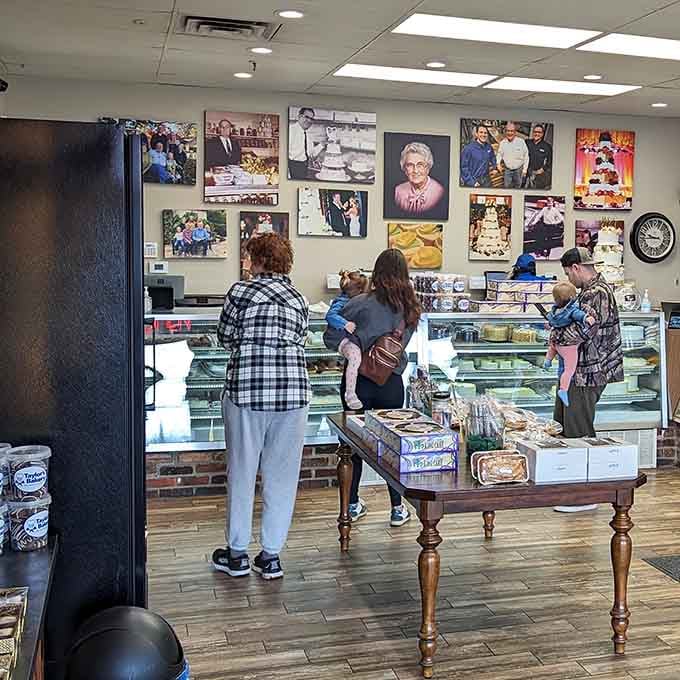 The line of happy customers tells you everything you need to know about what's waiting in those display cases.