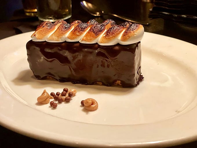 Chocolate mousse with toasted meringame peaks offers the perfect sweet ending to your protein-packed adventure.