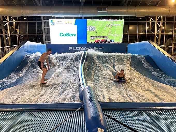 The FlowRider lets you pretend you're surfing without the ocean, sharks, or embarrassing wipeouts on YouTube.